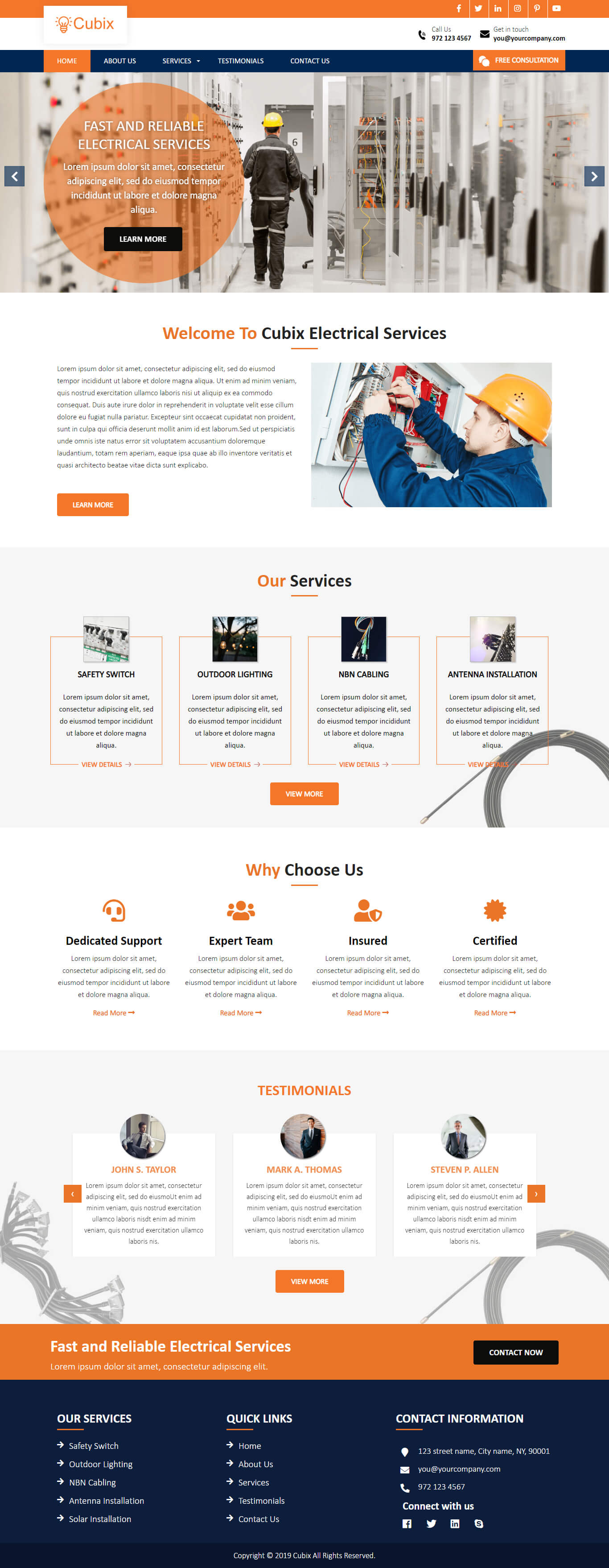 Readymade Web Design for Electricians from $39/mo. | Lease A Website